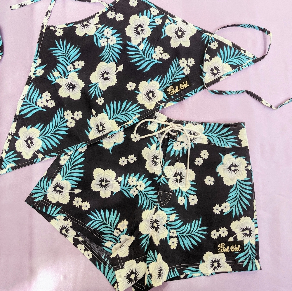 Y2k Blue Hawaii Floral Set - Gem